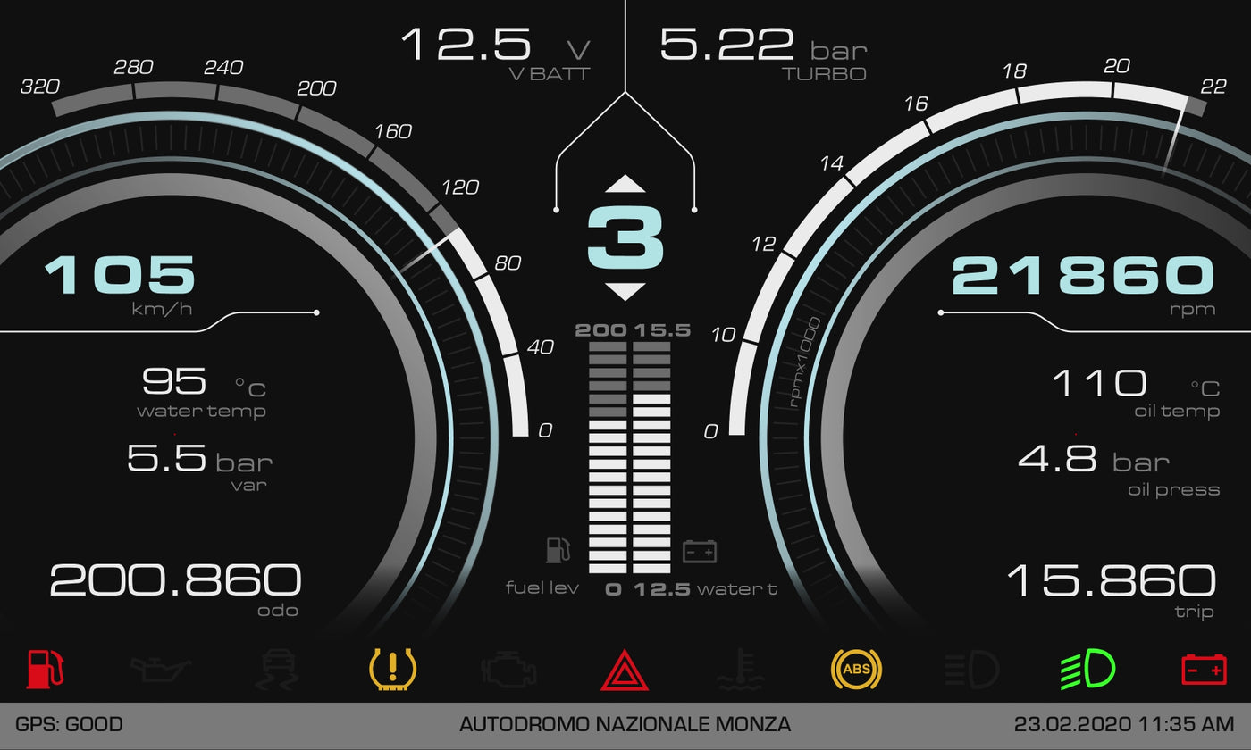 Aim MXS 1.3 Strada Light 5" TFT Car Dash Display with Race Icons ...