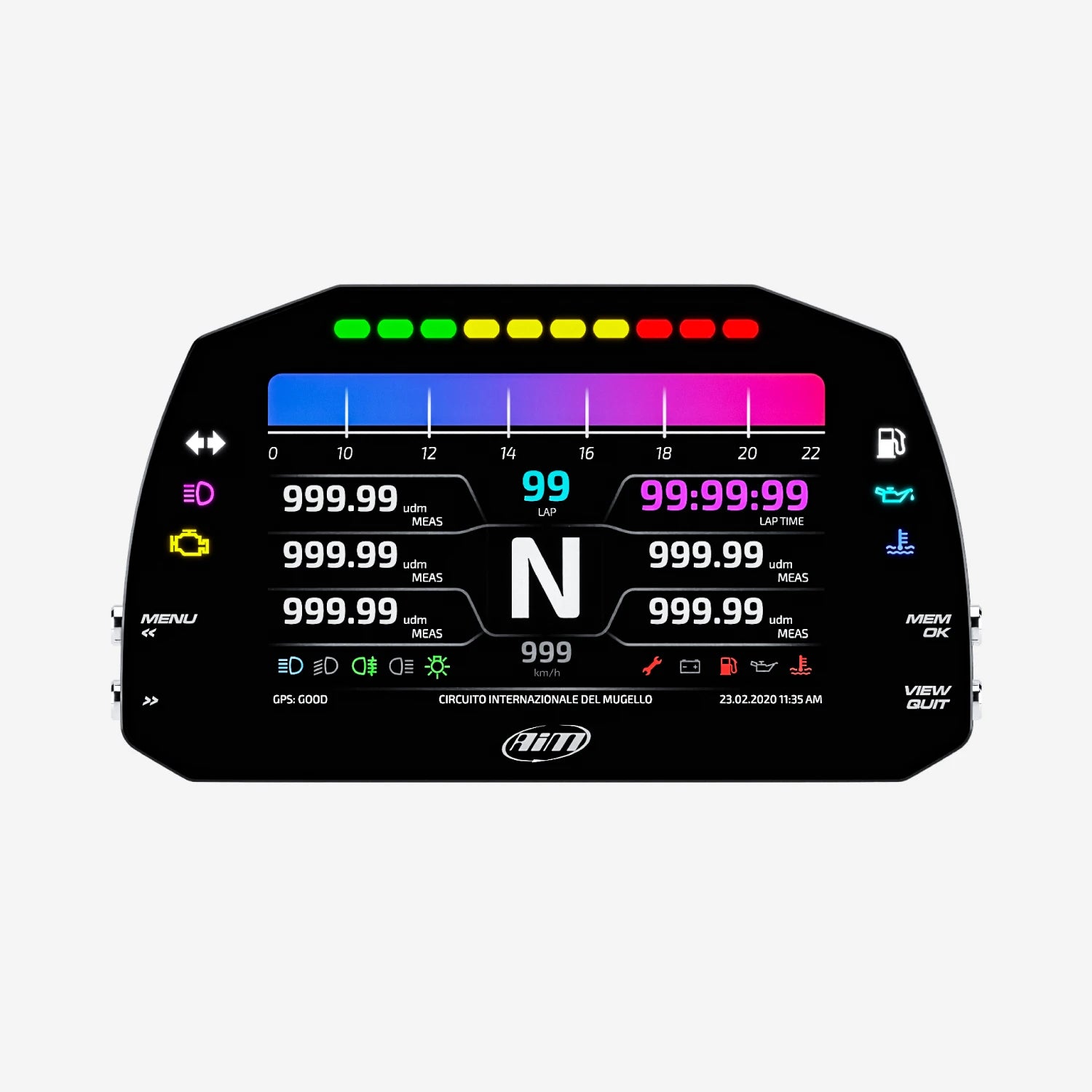 Aim MXS 1.3 Strada Light 5" TFT Car Dash Display with Road Icons ...
